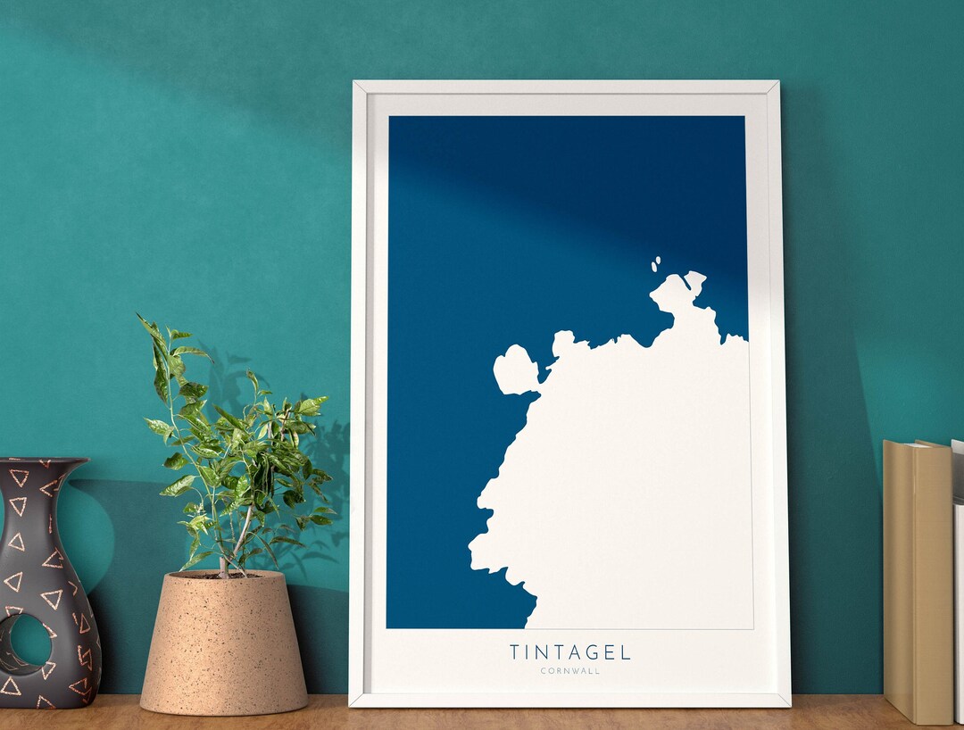 Tintagel Map Art - North Cornwall Map, Tintagel Castle Print Cornwall ...