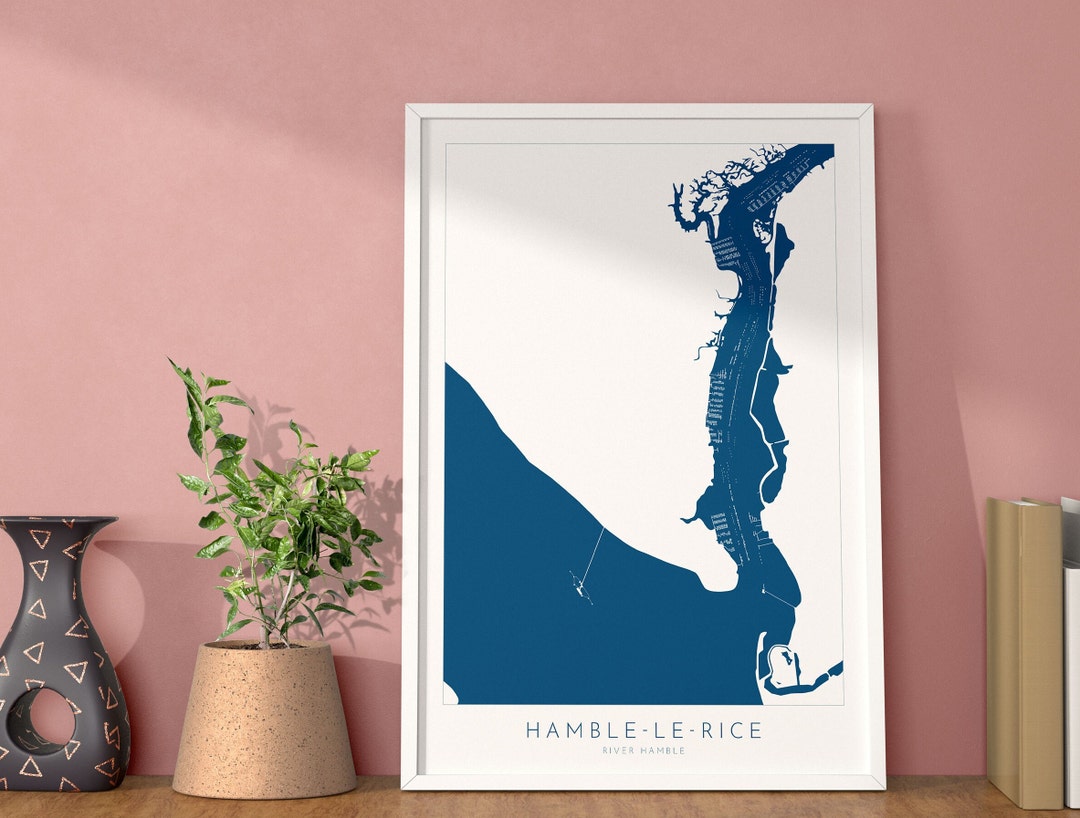 Hamble-le-rice Map - River Hamble Map Art Print, Hampshire Map, Hamble ...