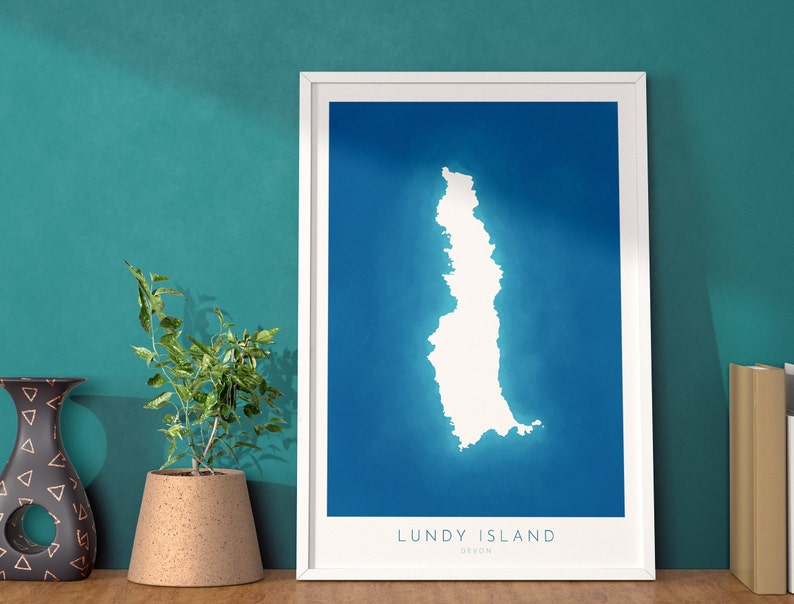 Lundy Island Map Art - Lundy Island Devon Art Print, Lundy Devon Gift ...