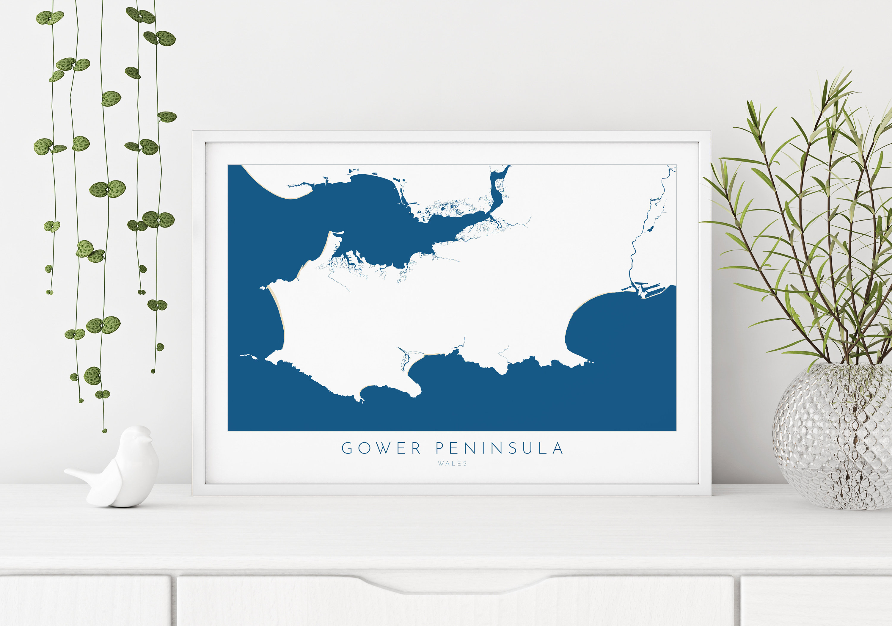 Gower Map Art Wales Map, Gower Art Print, Gower Peninsula Print, Wales ...