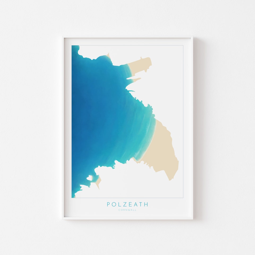 Polzeath Print - Cornwall Map, Polzeath Beach Poster, Camel Estuary Art ...