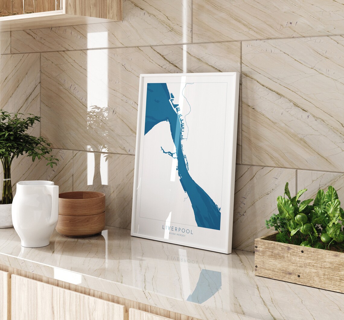 Liverpool Map Art - Liverpool Map, the River Mersey Map, Liverpool UK ...
