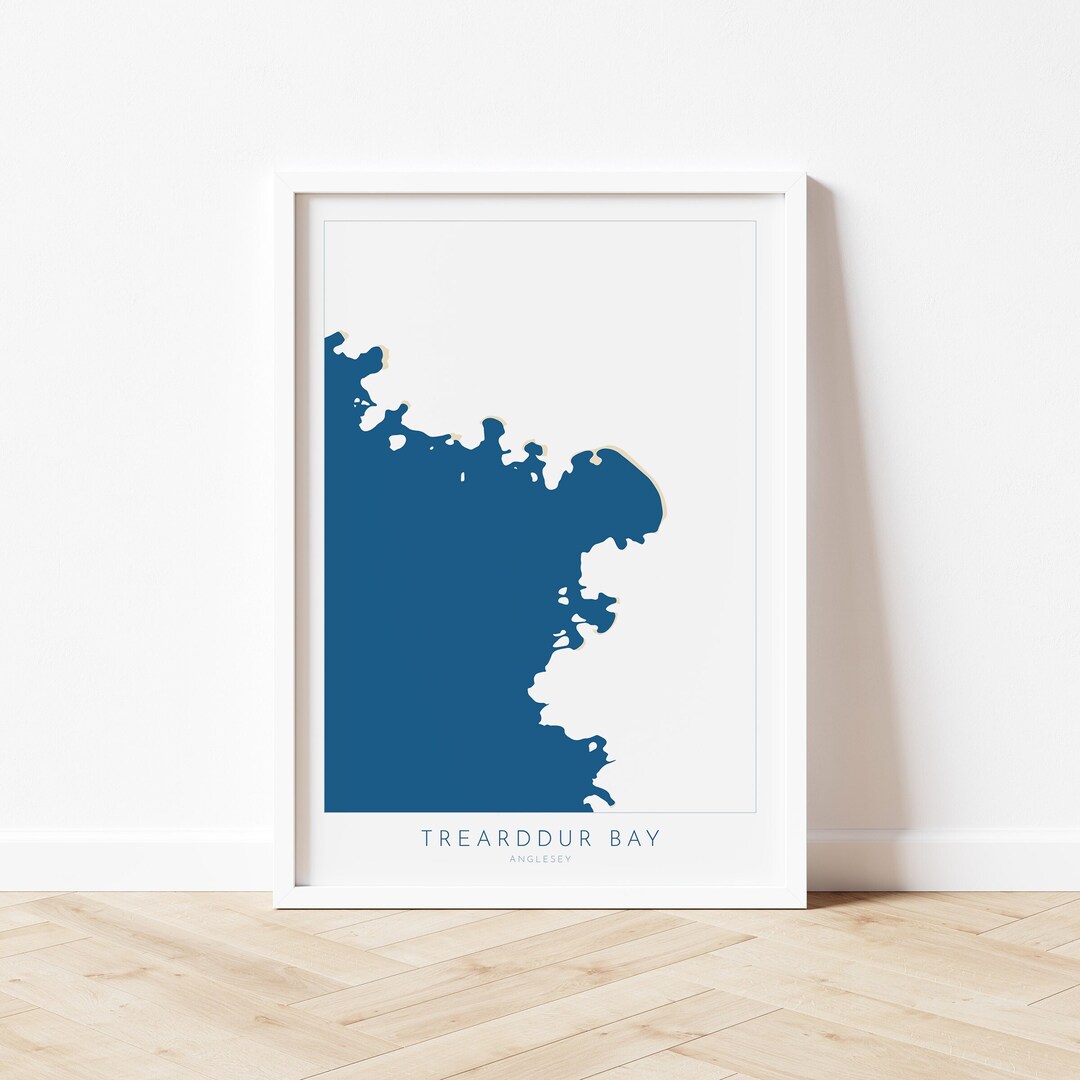 Trearddur Bay Map Art Trearddur Bay Anglesey Map, Anglesey Beaches ...