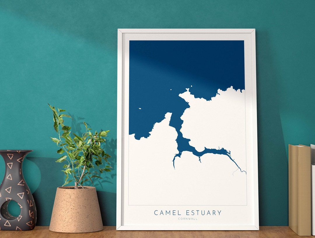 Camel Estuary Map Art - North Cornwall Map, Padstow Map Art, Rock Beach ...