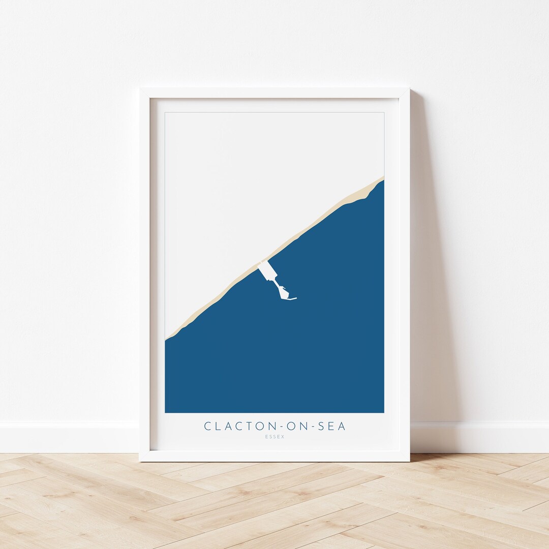 Clacton-on-sea Map Art - Essex Map, Clacton Essex Art, Clacton Map ...