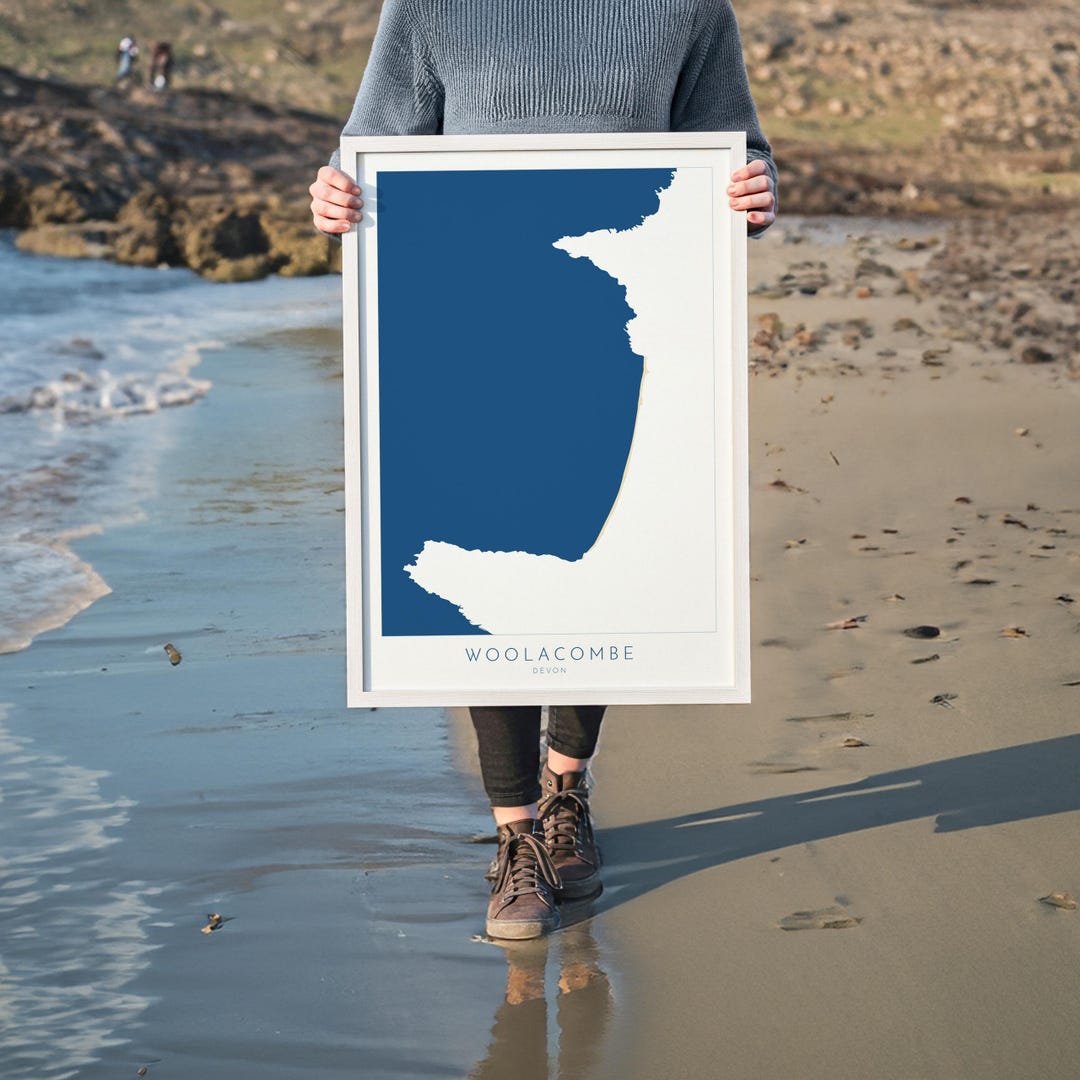 Woolacombe Map Art, Woolacombe Devon Map, Woolacombe Beach Print ...