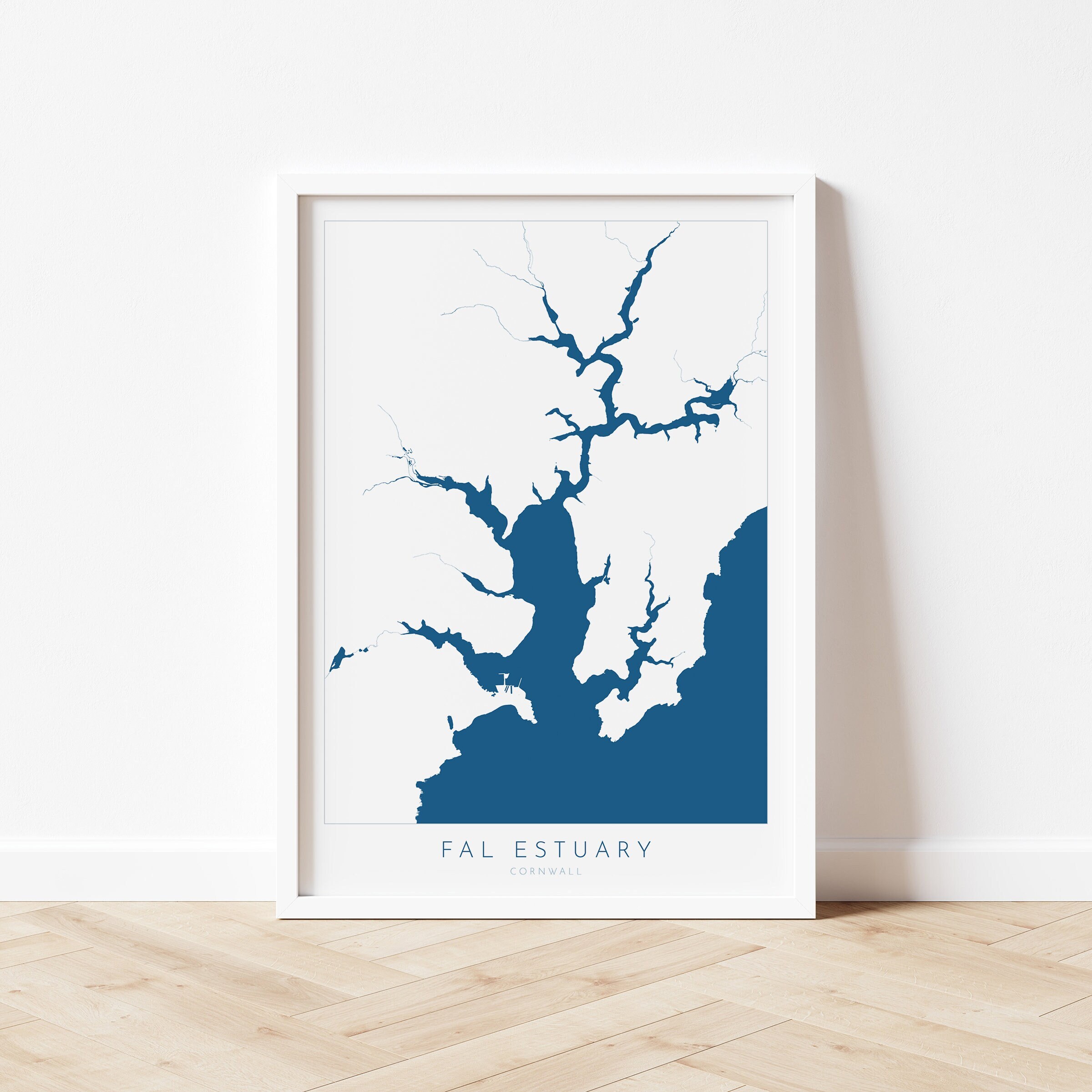 Fal Estuary Print - Cornwall Map, Falmouth Travel Poster, River Fal ...