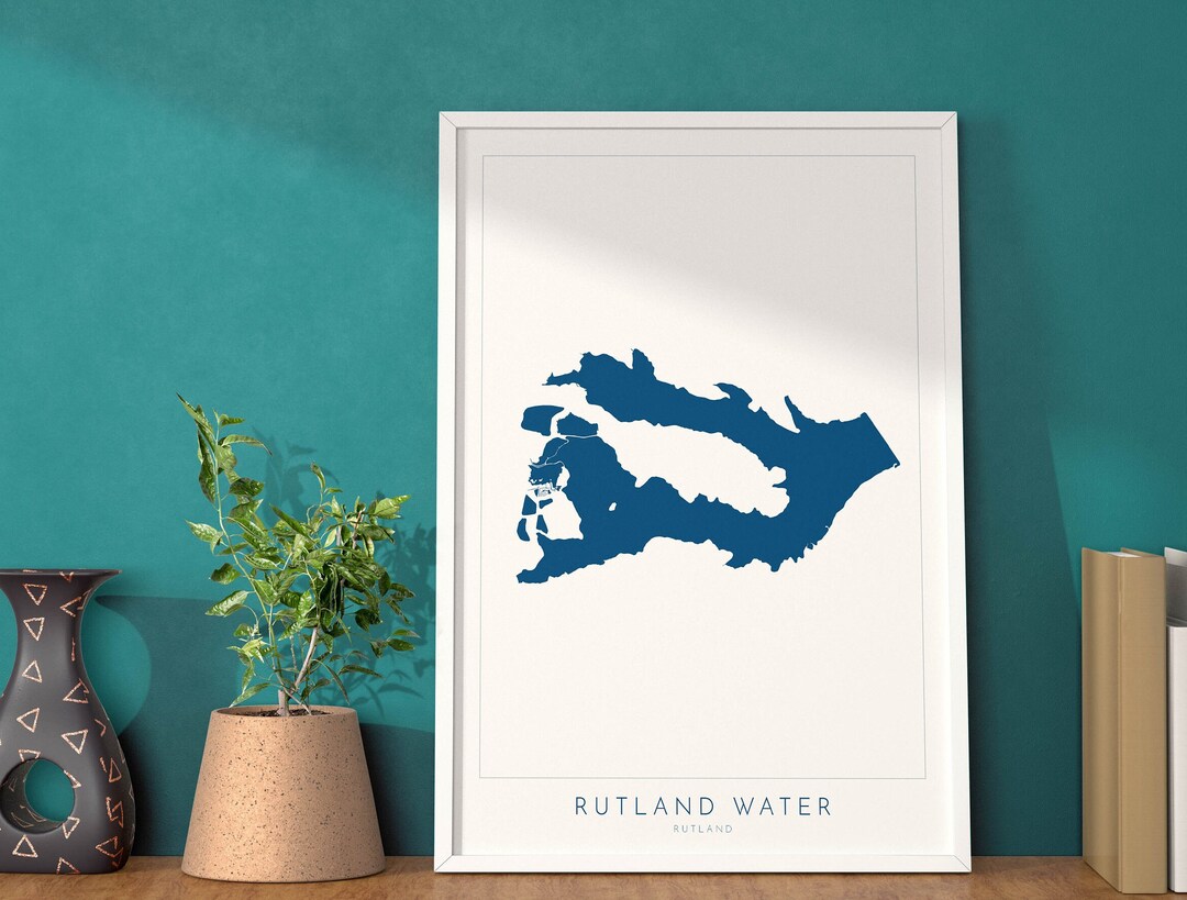 Rutland Map Art - Rutland Water Map, Rutland Water Print, Rutland Art ...