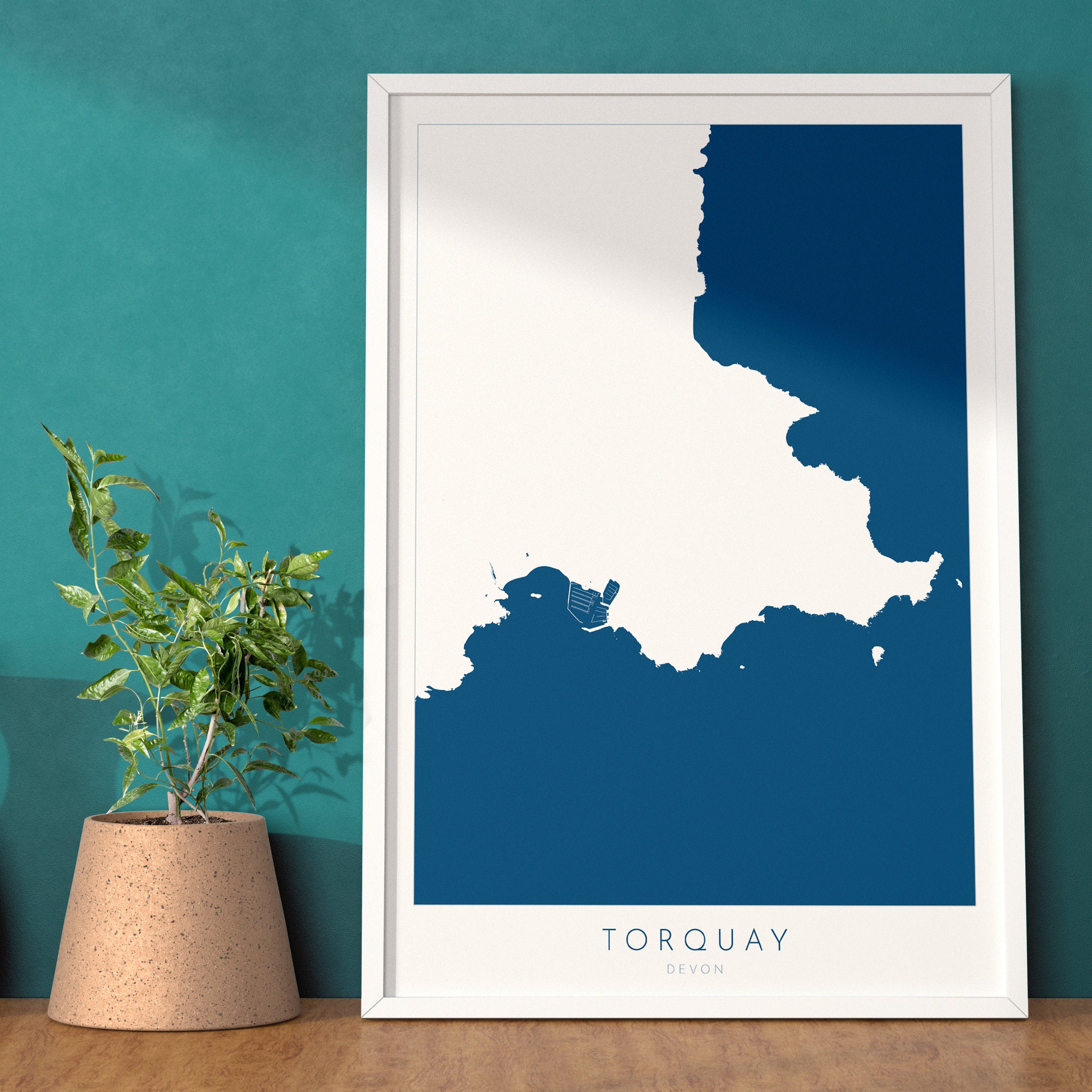 Torquay Print Devon Map Torbay Poster English Riviera Art - Etsy UK