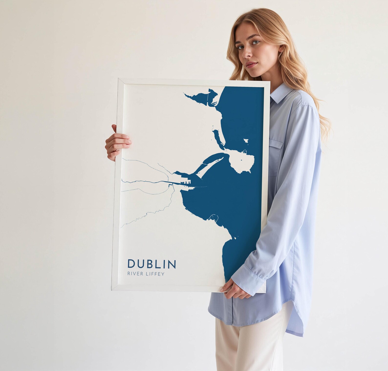 Dublin Map Art - Dublin River Liffey Map Art, Ireland Art Print ...