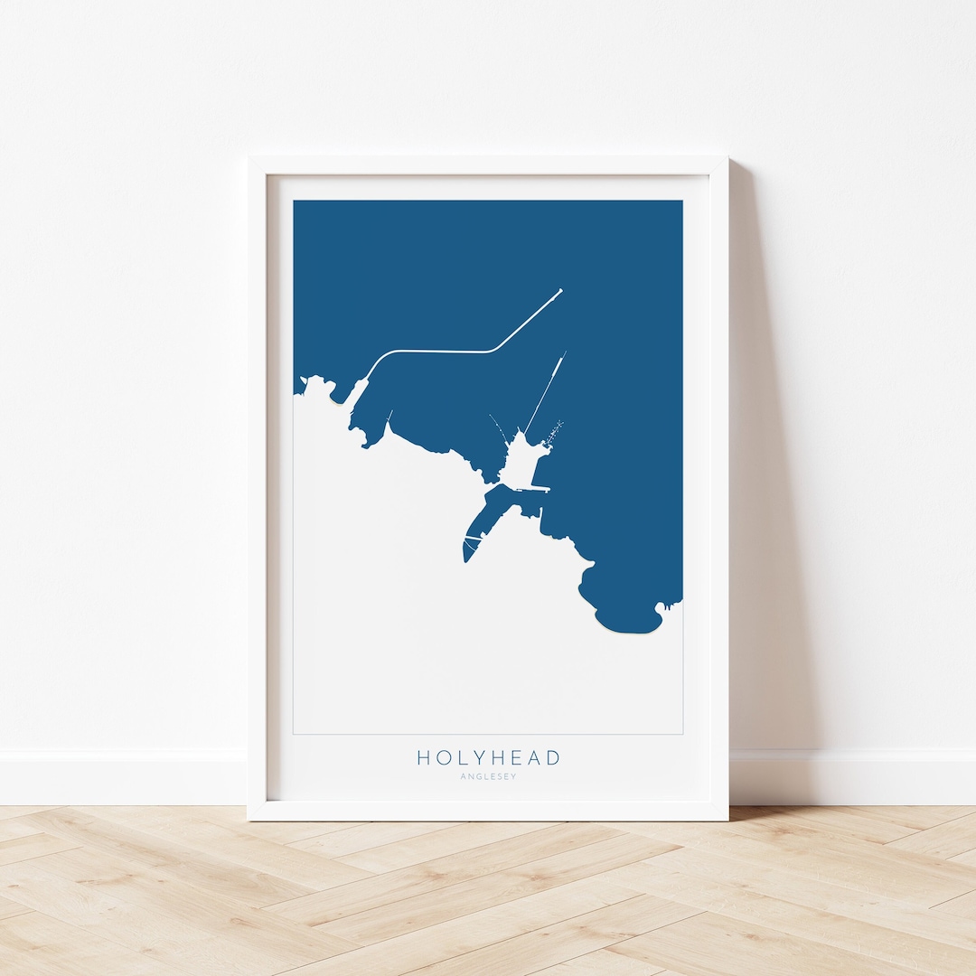 Holyhead Map Art Anglesey Map, Holyhead Anglesey Coast, Wales Map Art ...