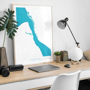 Liverpool Map Art Liverpool Map, the River Mersey Map, Liverpool UK Art ...