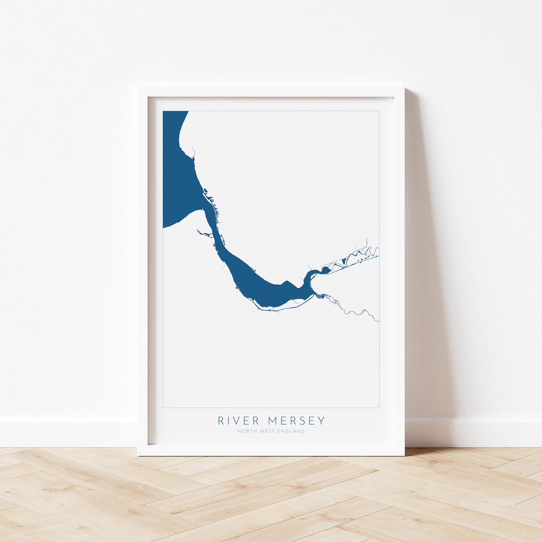 River Mersey Map Art Liverpool Map, UK River Map, Merseyside Map Art ...