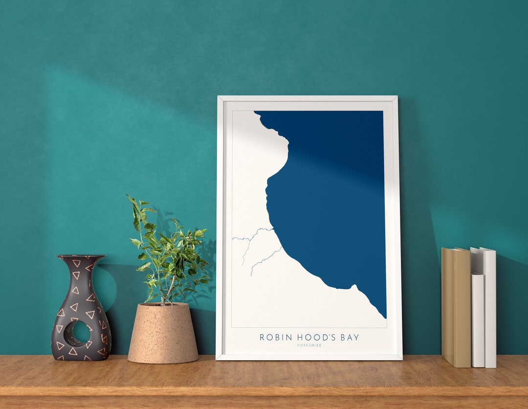 Robin Hood's Bay Map Print - Robin Hoods Bay Beach Art, Yorkshire Map ...
