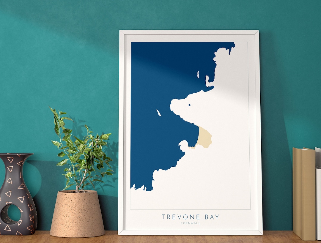 Trevone Bay Map - Trevone Bay Cornwall Art, Cornwall Map, Cornwall ...