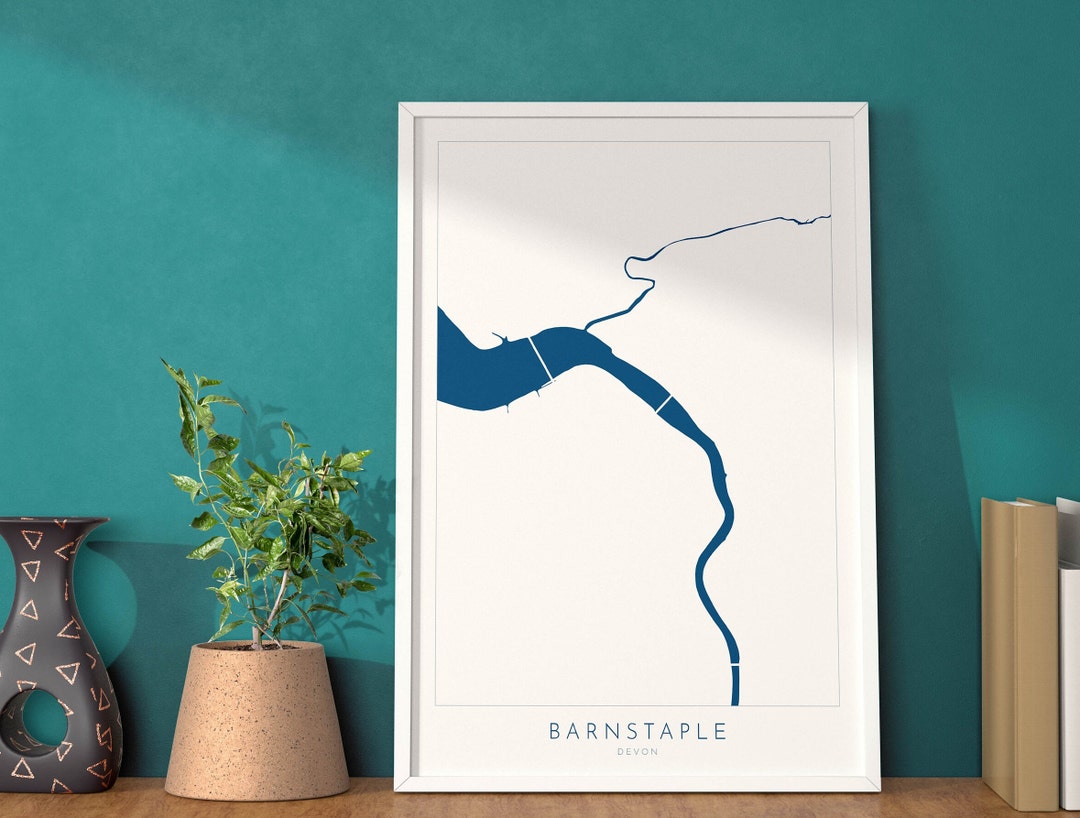 Barnstaple Map Art Devon Map Art, River Taw Map,barnstaple Art Print ...