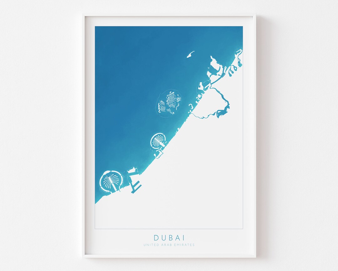 Dubai Map Art - Dubai Map, Dubai Art, UAE Art, Dubai Poster, the Palm ...