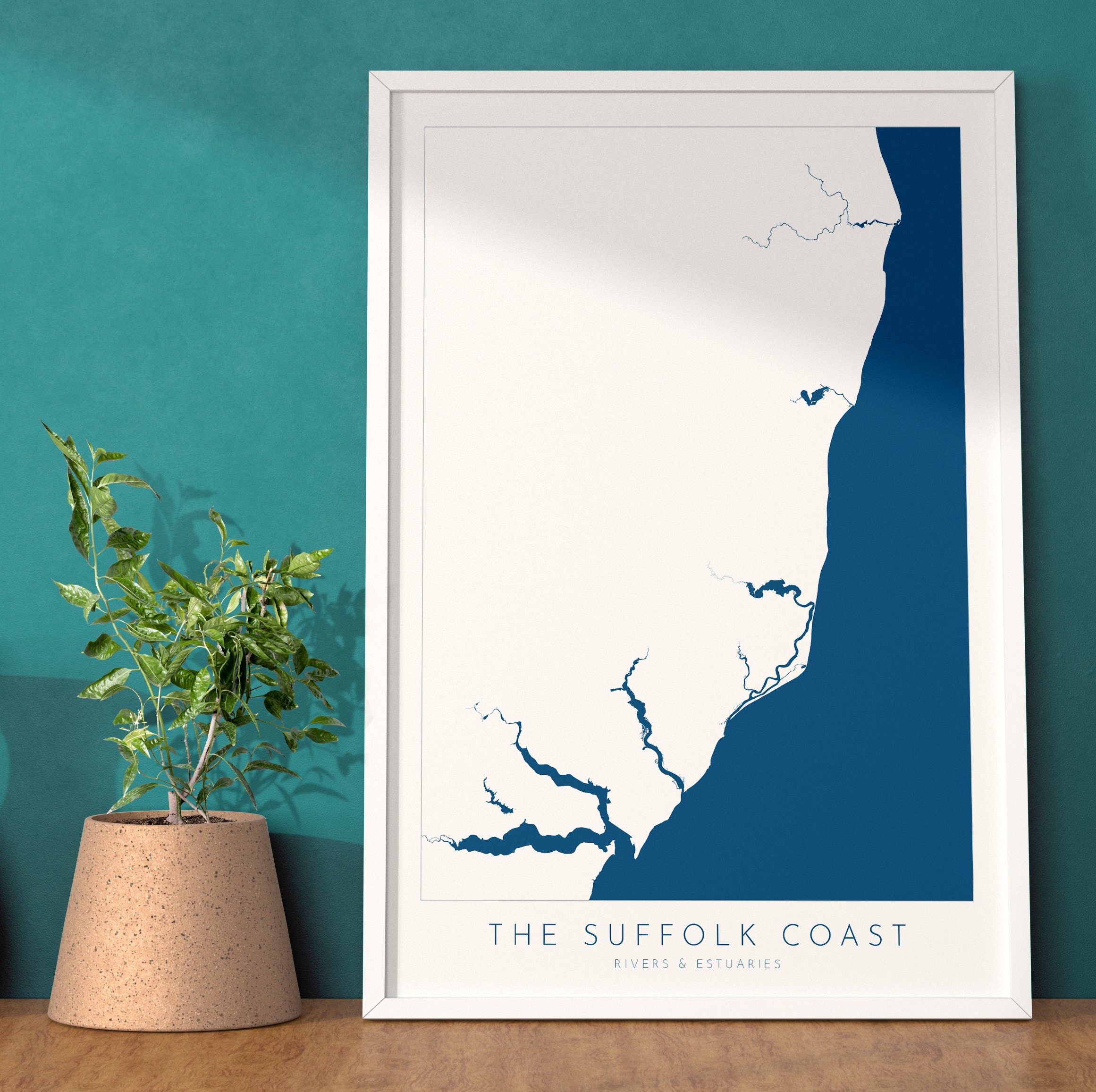 Suffolk Coast Map Art Suffolk Map Suffolk Coast Art River - Etsy
