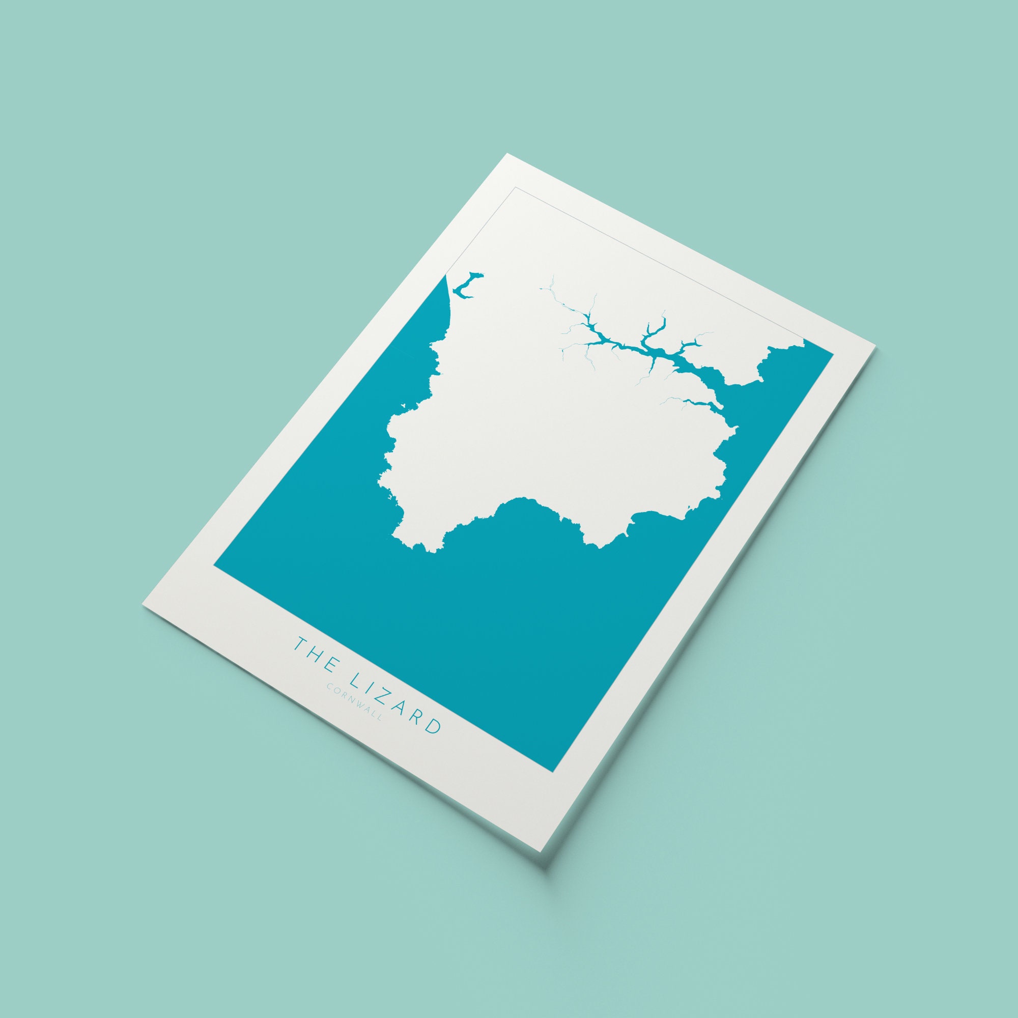 Lizard Peninsula Print - Cornwall Map, Helford River Travel Poster ...