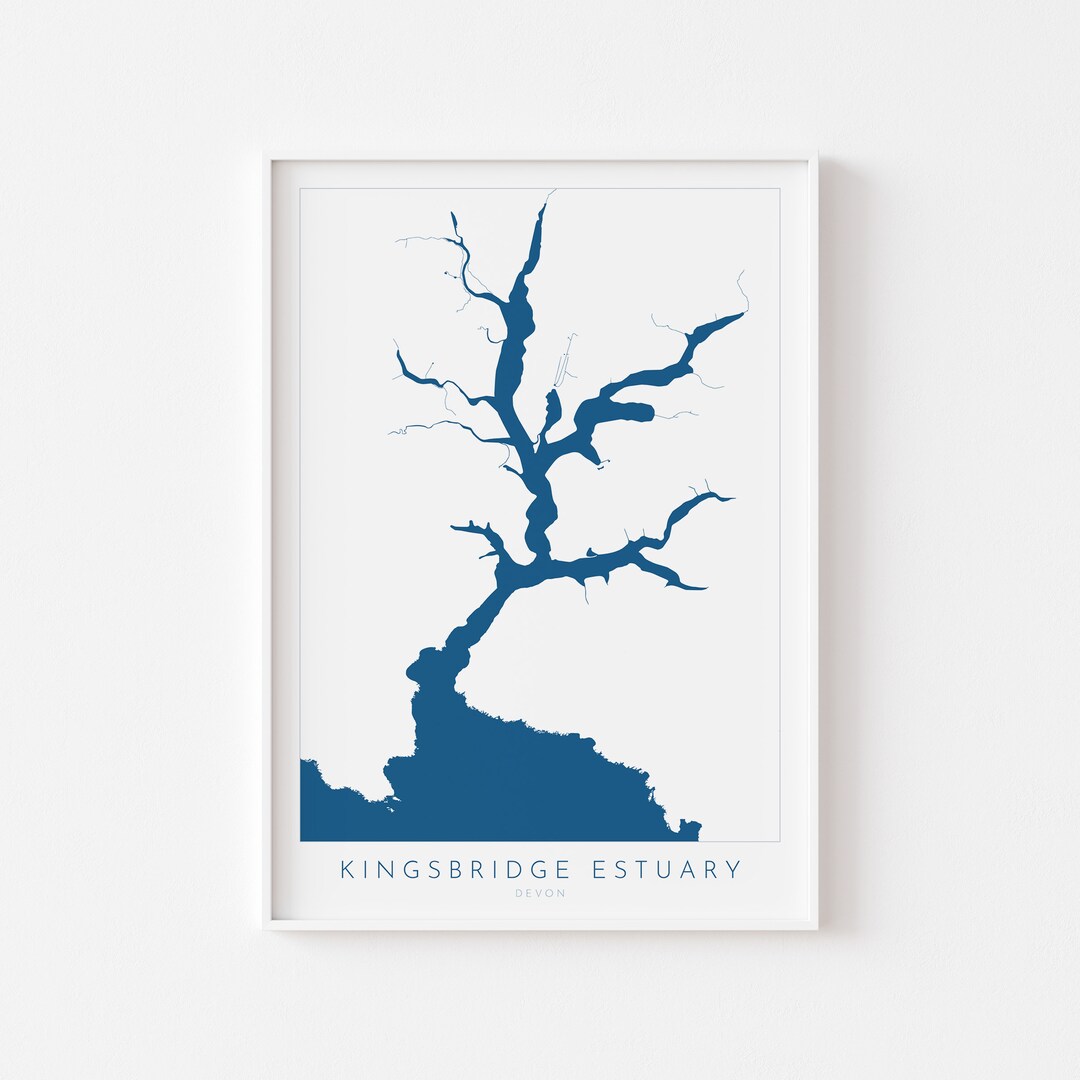 The Kingsbridge Estuary Print, Salcombe Map, Devon Art, Salcombe Art ...