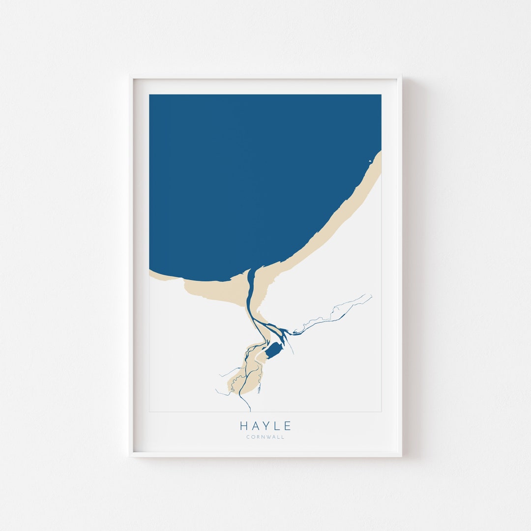 Hayle Map Art - Hayle Beach Print, River Hayle Print, Cornwall Art ...