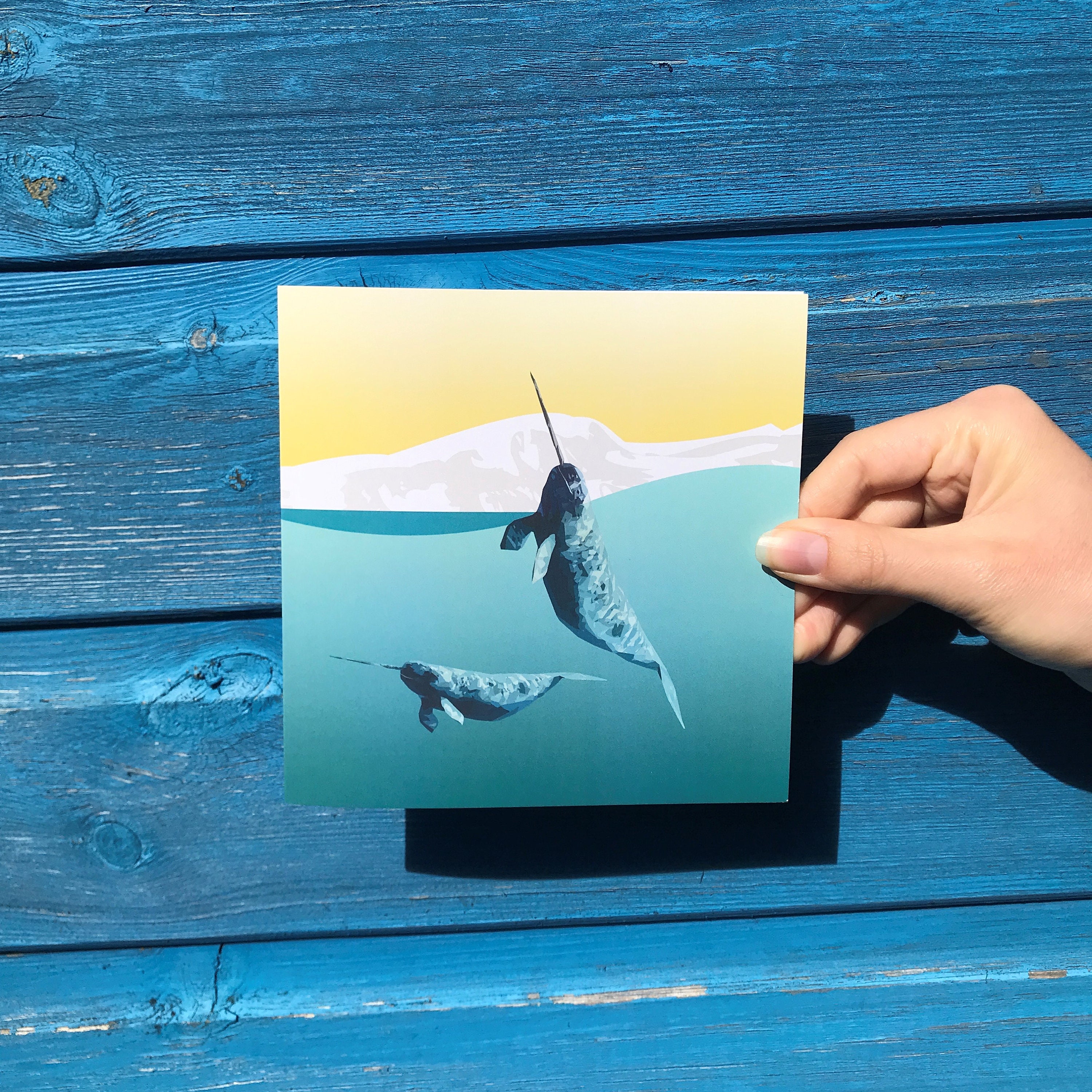 Narwhal Card, Whale Card, Eco Greetings Card, Artic Animals, Ocean Card ...