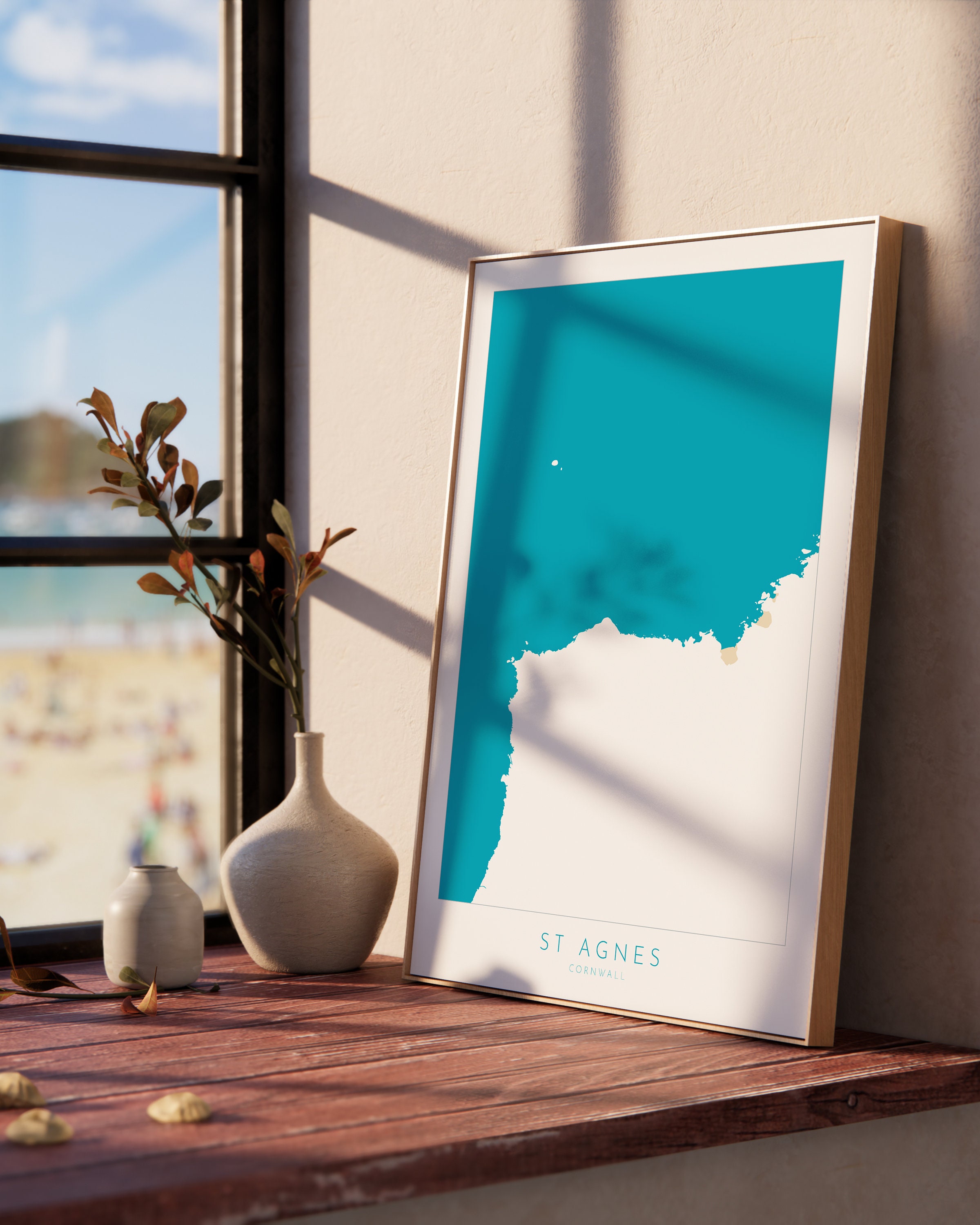 St Agnes Map Art St Agnes Print, Cornwall Map, Cornwall Coast Map ...