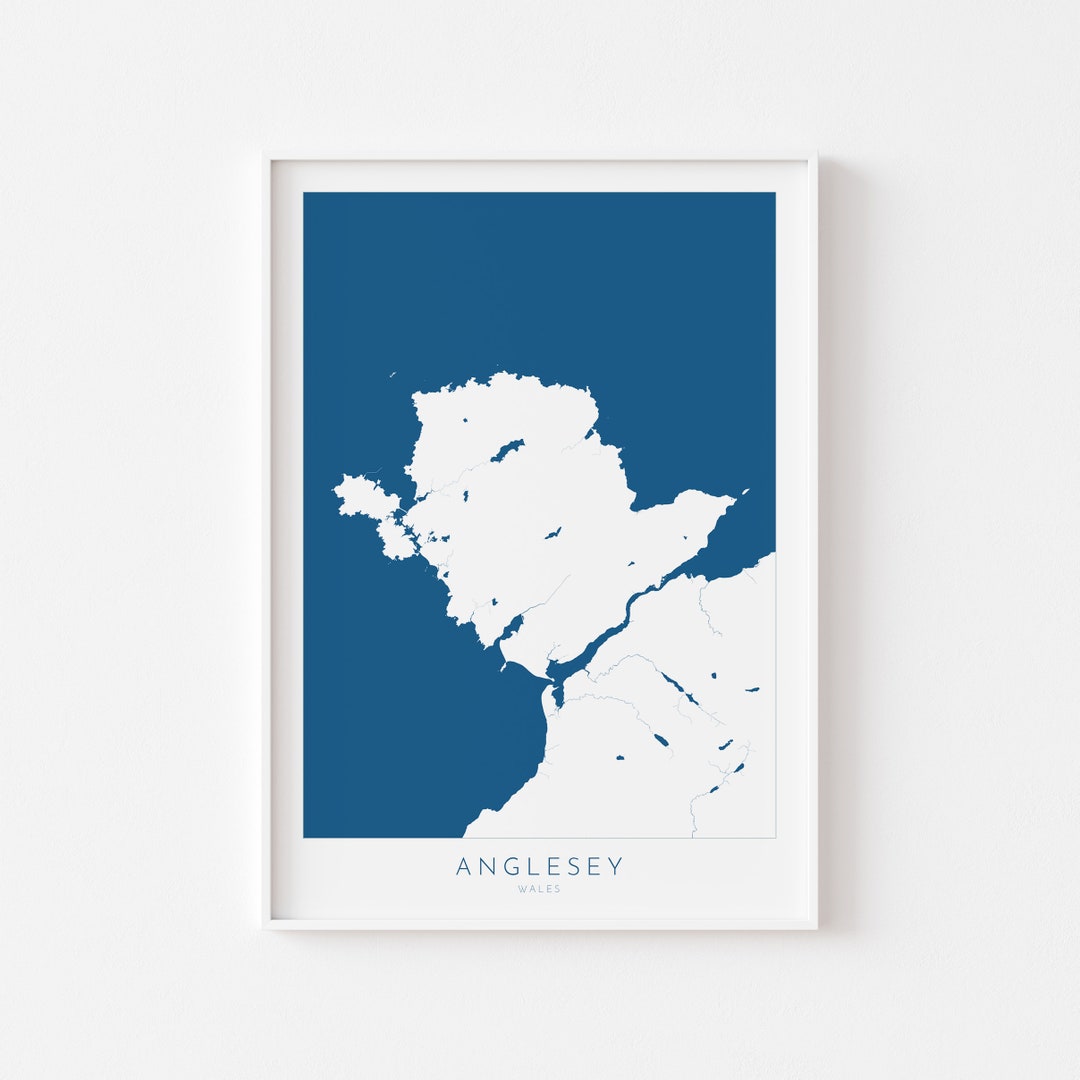 Anglesey Map Art - Anglesey Map, Anglesey Coast, Wales Map Art ...