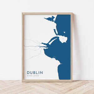 Dublin Map Art - Dublin River Liffey Map Art, Ireland Art Print ...