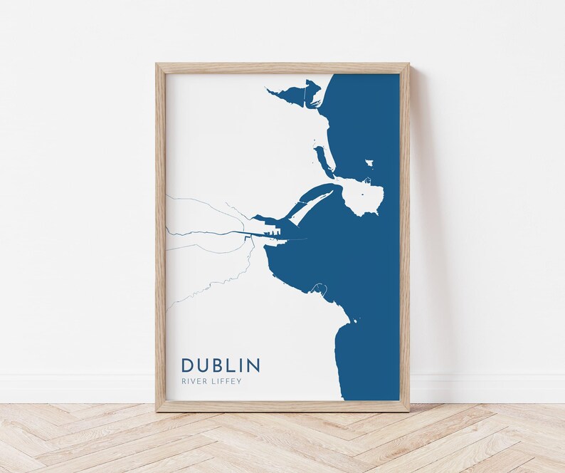 Dublin Map Art - Dublin River Liffey Map Art, Ireland Art Print ...