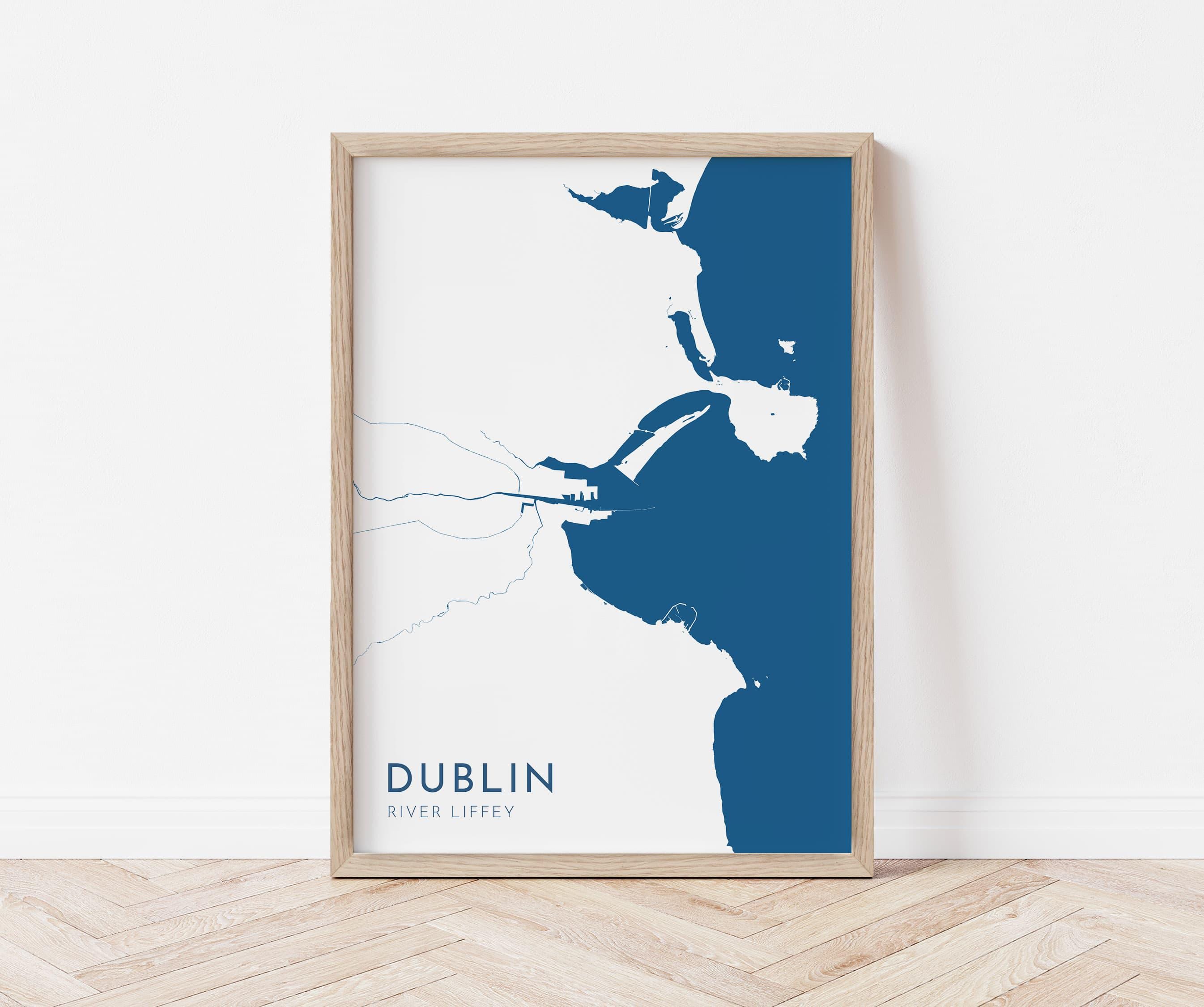 Dublin Map Art - Dublin River Liffey Map Art, Ireland Art Print ...