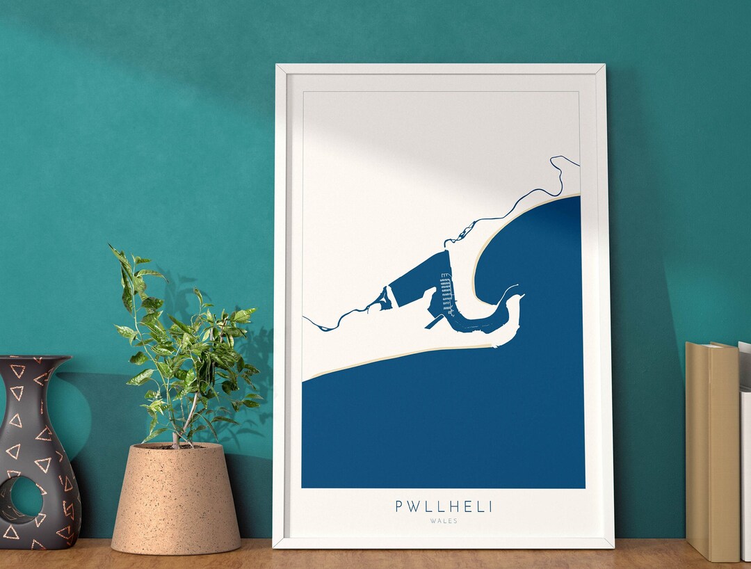 Pwllheli Map Art - Wales Map, Pwllheli Art Print, Pwllheli Beach Print ...