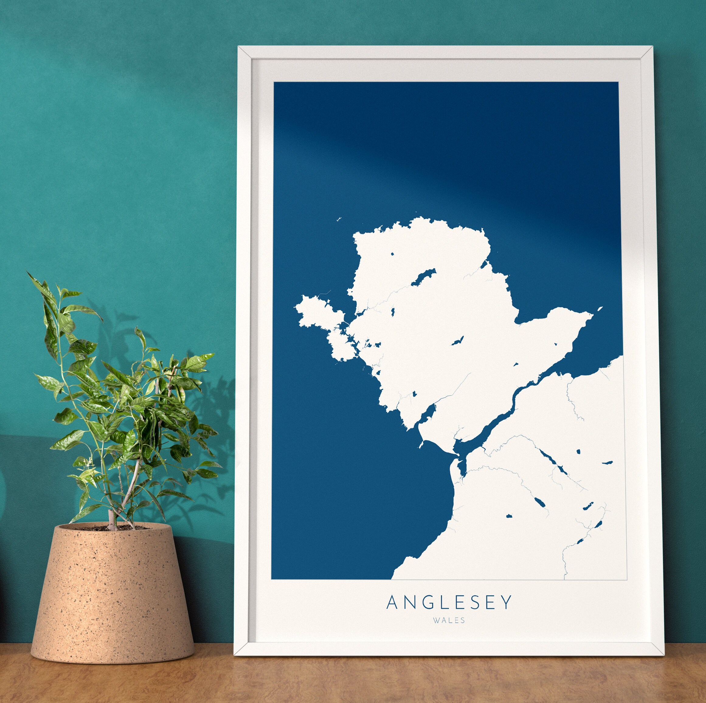 Anglesey Map Art - Anglesey Map, Anglesey Coast, Wales Map Art ...