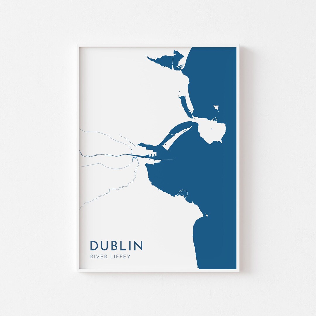 Dublin Map Art - Dublin River Liffey Map Art, Ireland Art Print ...