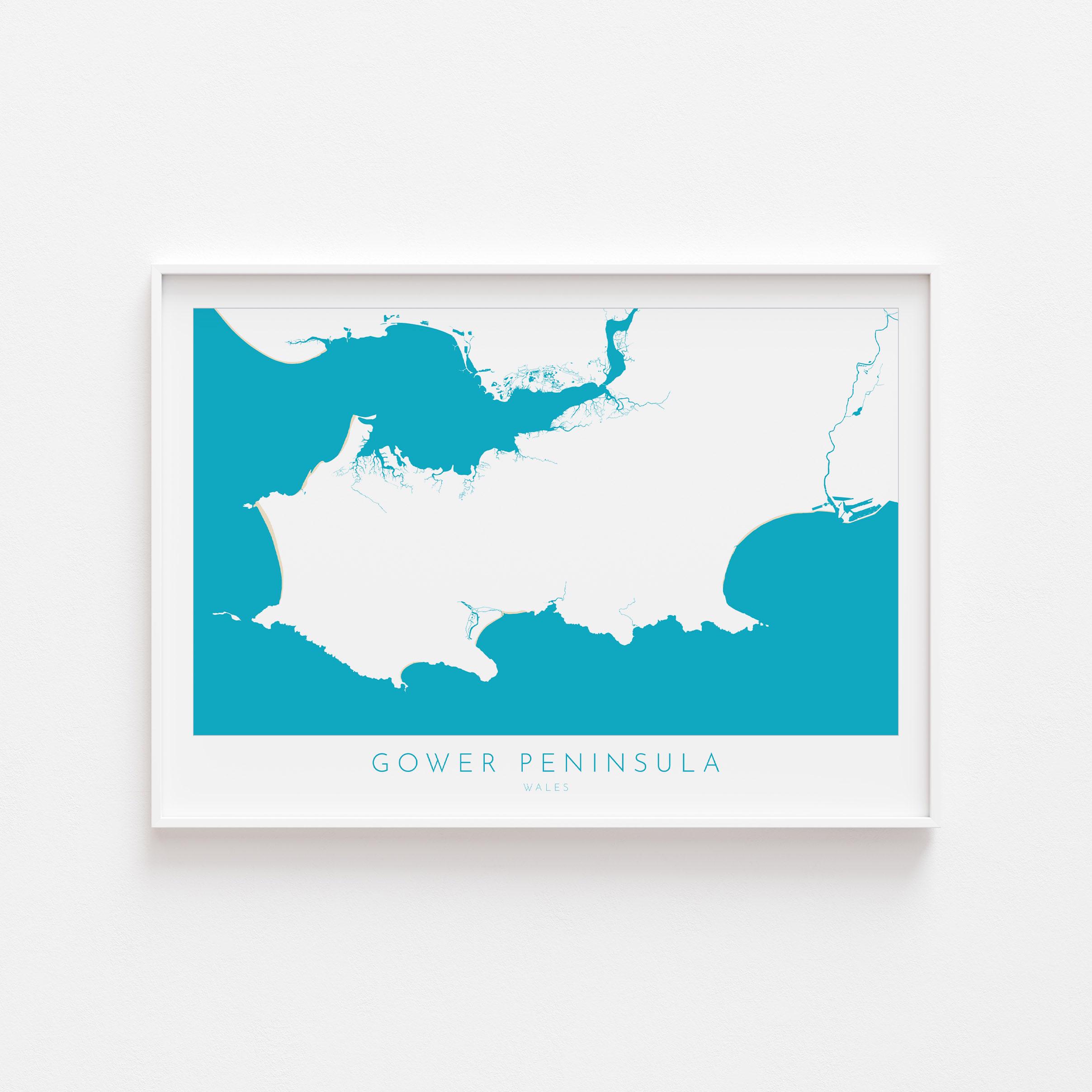 Gower Map Art - Wales Map, Gower Art Print, Mumbles Wall Art, Gower ...