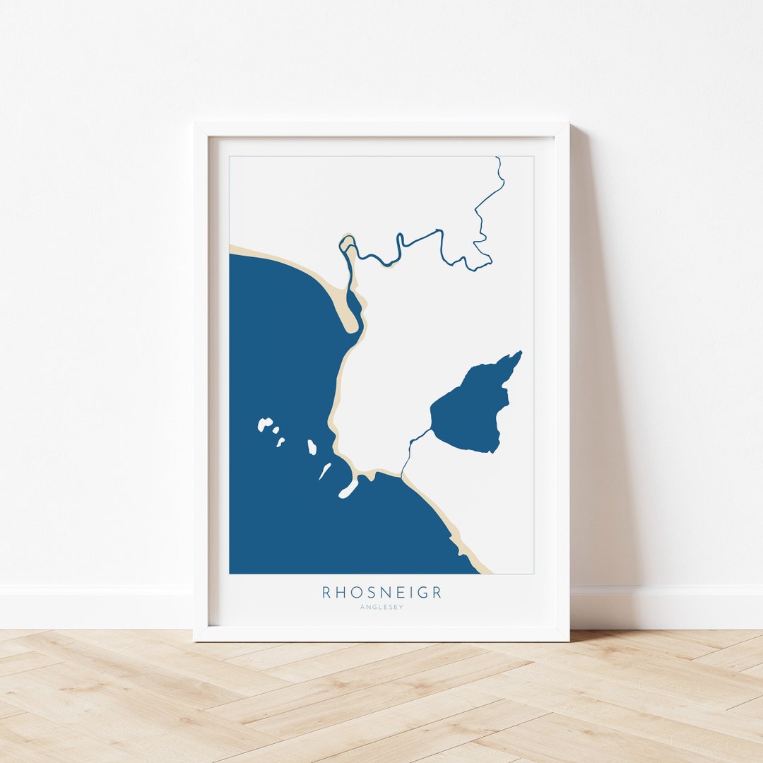 Rhosneigr Map Art Anglesey Map, Rhosneigr Map, Rhosneigr Beach ...