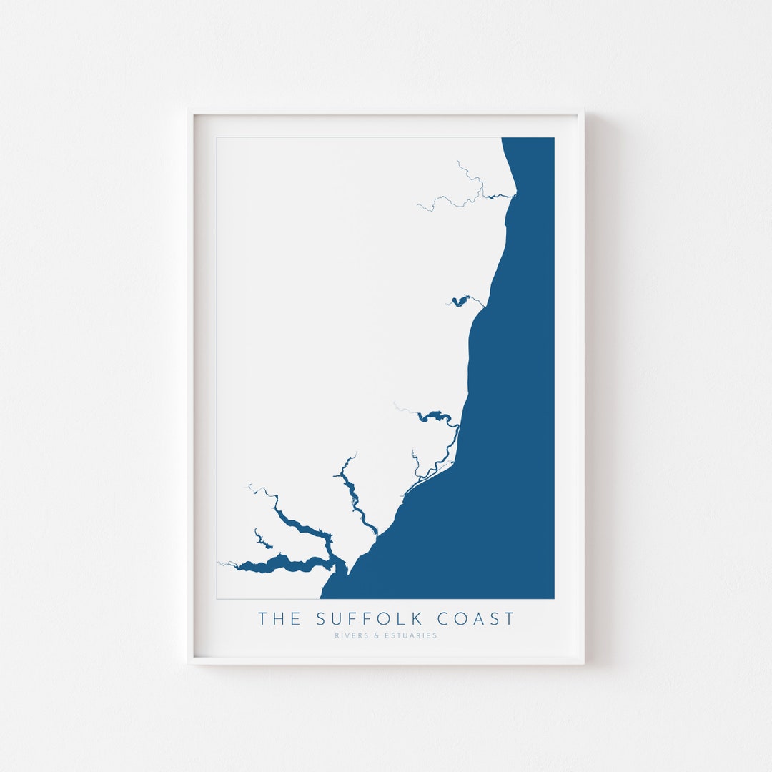 Suffolk Coast Map Art Suffolk Map, Suffolk Coast Art, River Map ...