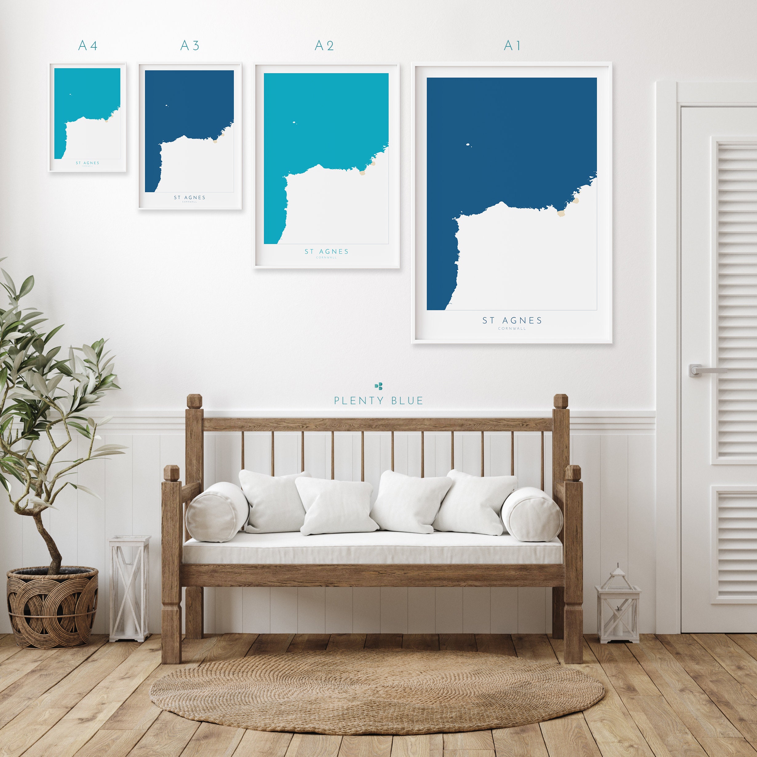 St Agnes Map Art St Agnes Print, Cornwall Map, Cornwall Coast Map ...