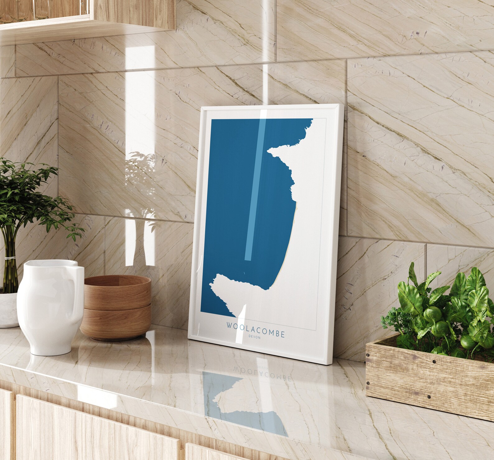 Woolacombe Map Art -woolacombe Devon Map, Woolacombe Beach Print ...