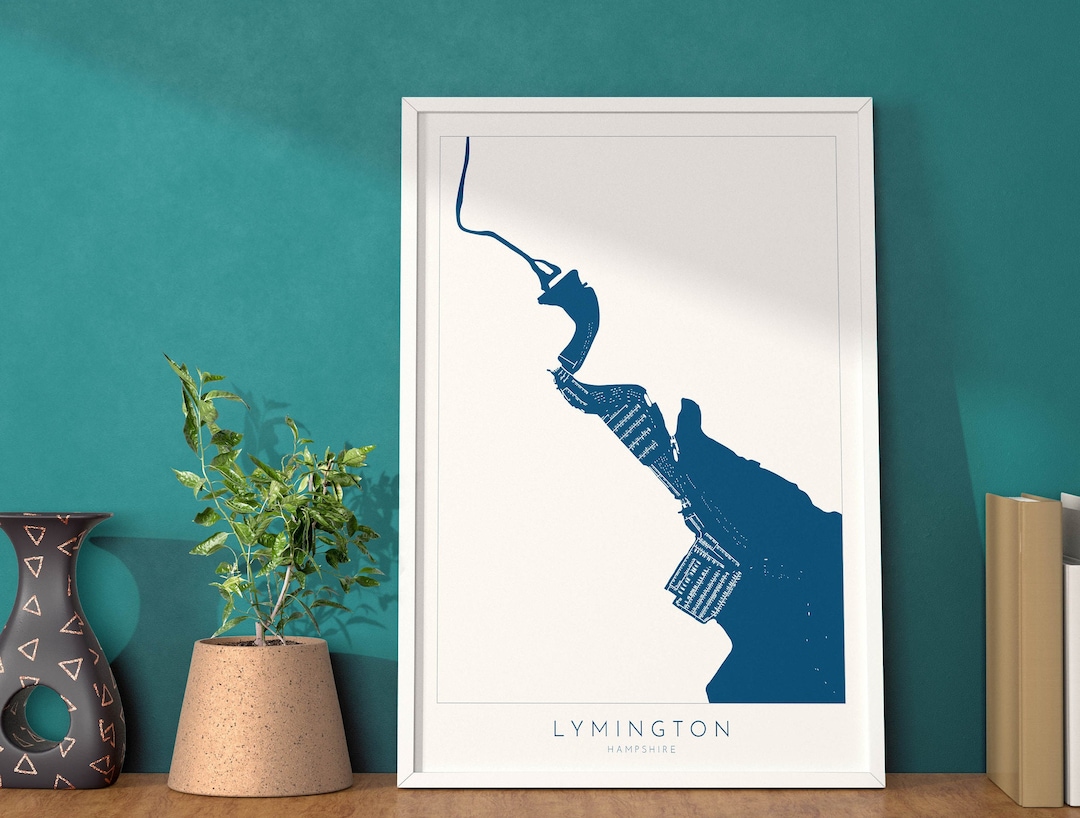 Lymington Map - Lymington Art Print, Lymington River Map, Hampshire Map ...