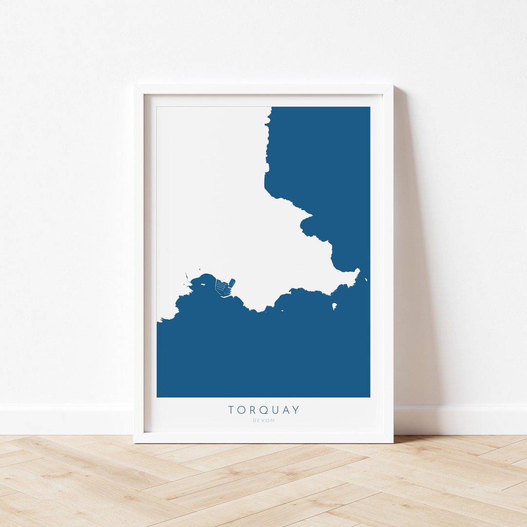Torquay Print - Devon Map, Torbay Poster, English Riviera Art, Devon ...
