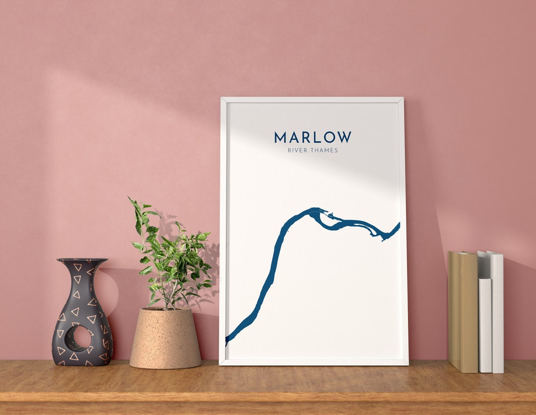 Marlow Map - River Thames Map Art, Marlow Art Print, Buckinghamshire ...