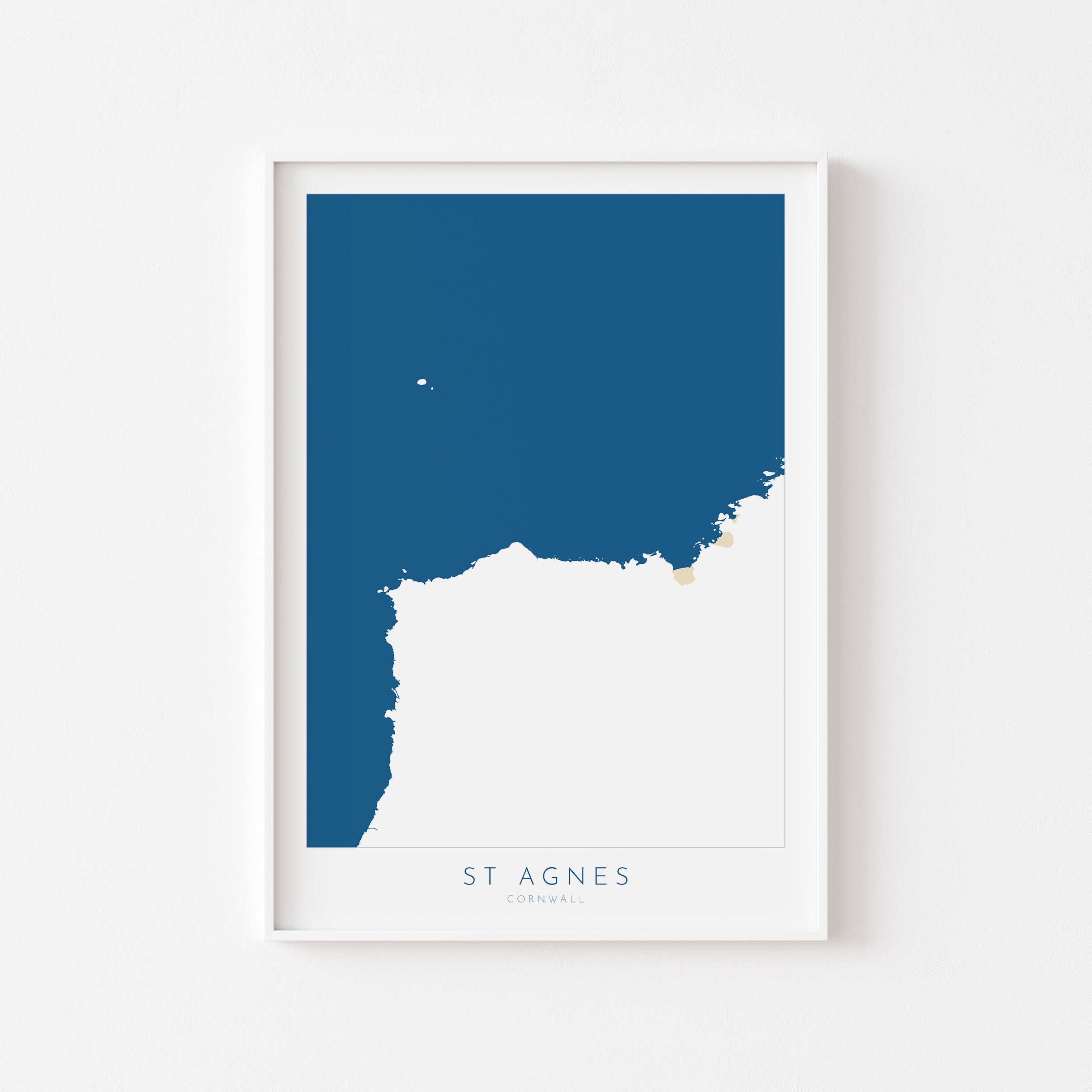 St Agnes Map Art St Agnes Print, Cornwall Map, Cornwall Coast Map ...