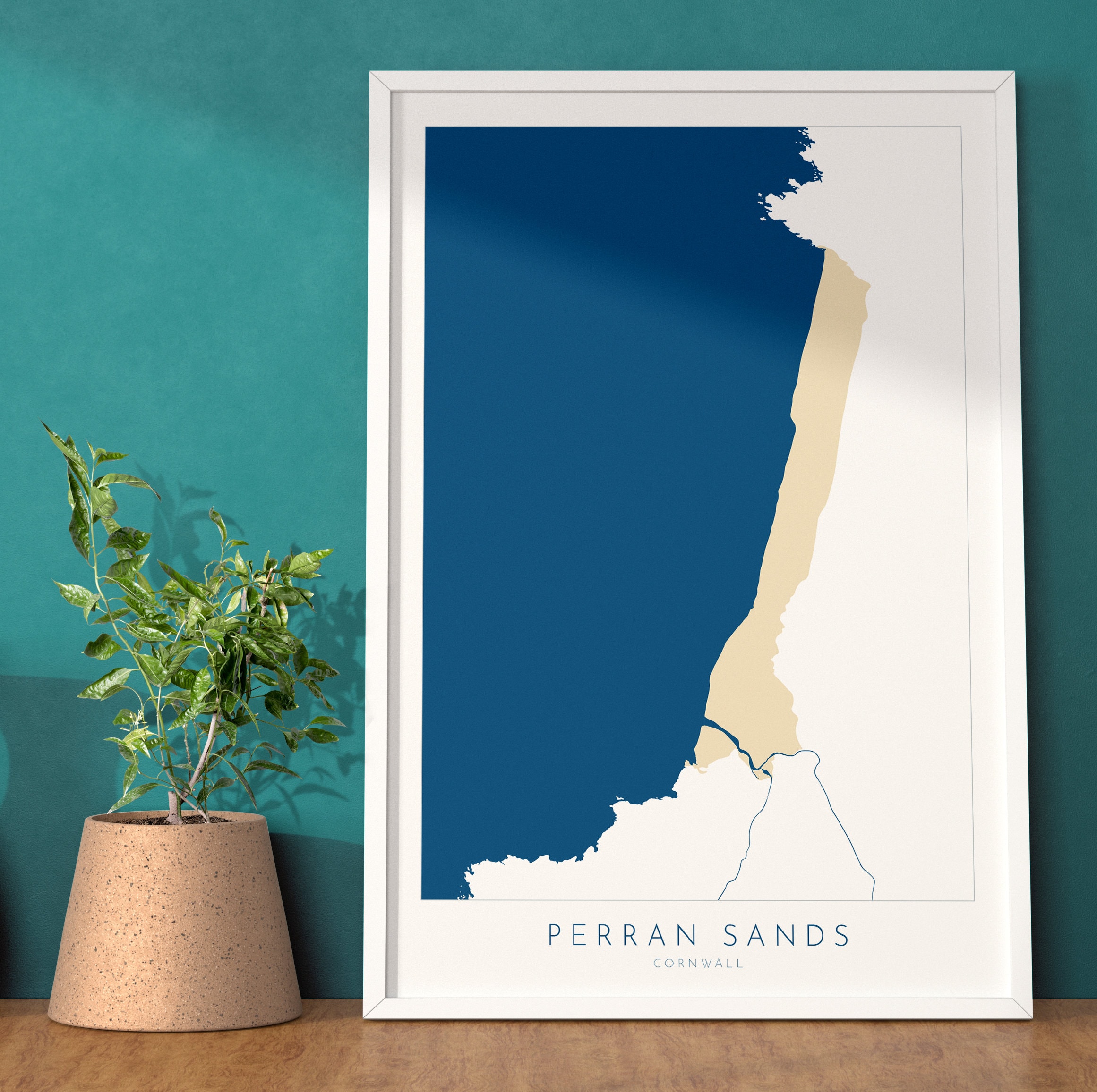 Perran Sands Map Art Perranporth Map Art, Cornwall Map, Cornwall Coast ...