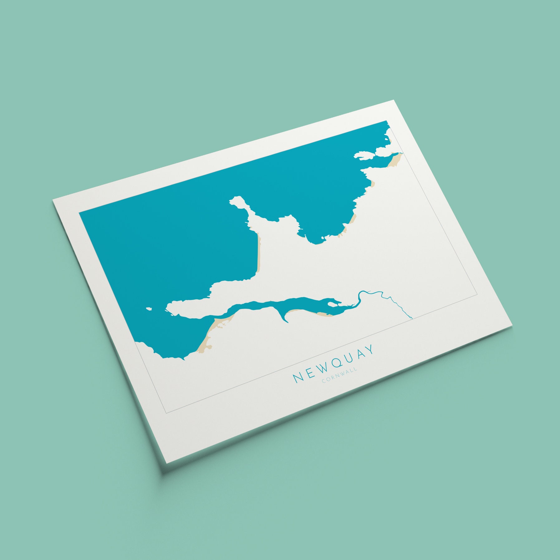Newquay Art Newquay Map the Gannel Map Art Cornwall Art - Etsy UK
