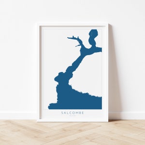 Salcombe Print Salcombe Map Devon Art Salcombe Art Map - Etsy