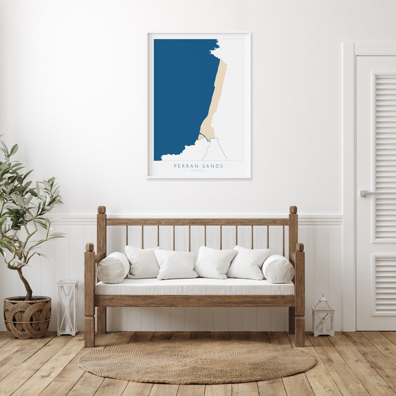Perran Sands Map Art Perranporth Map Art Cornwall Map - Etsy UK