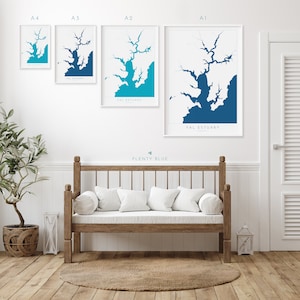 Fal Estuary Print - Cornwall Map, Falmouth Travel Poster, River Fal ...