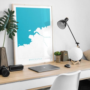 Boscastle Map Art - Cornwall Map, Boscastle Print Cornwall, River Map ...