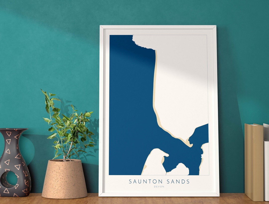 Saunton Sands Map Art - Saunton Sands Devon Map, Saunton Sands Beach ...